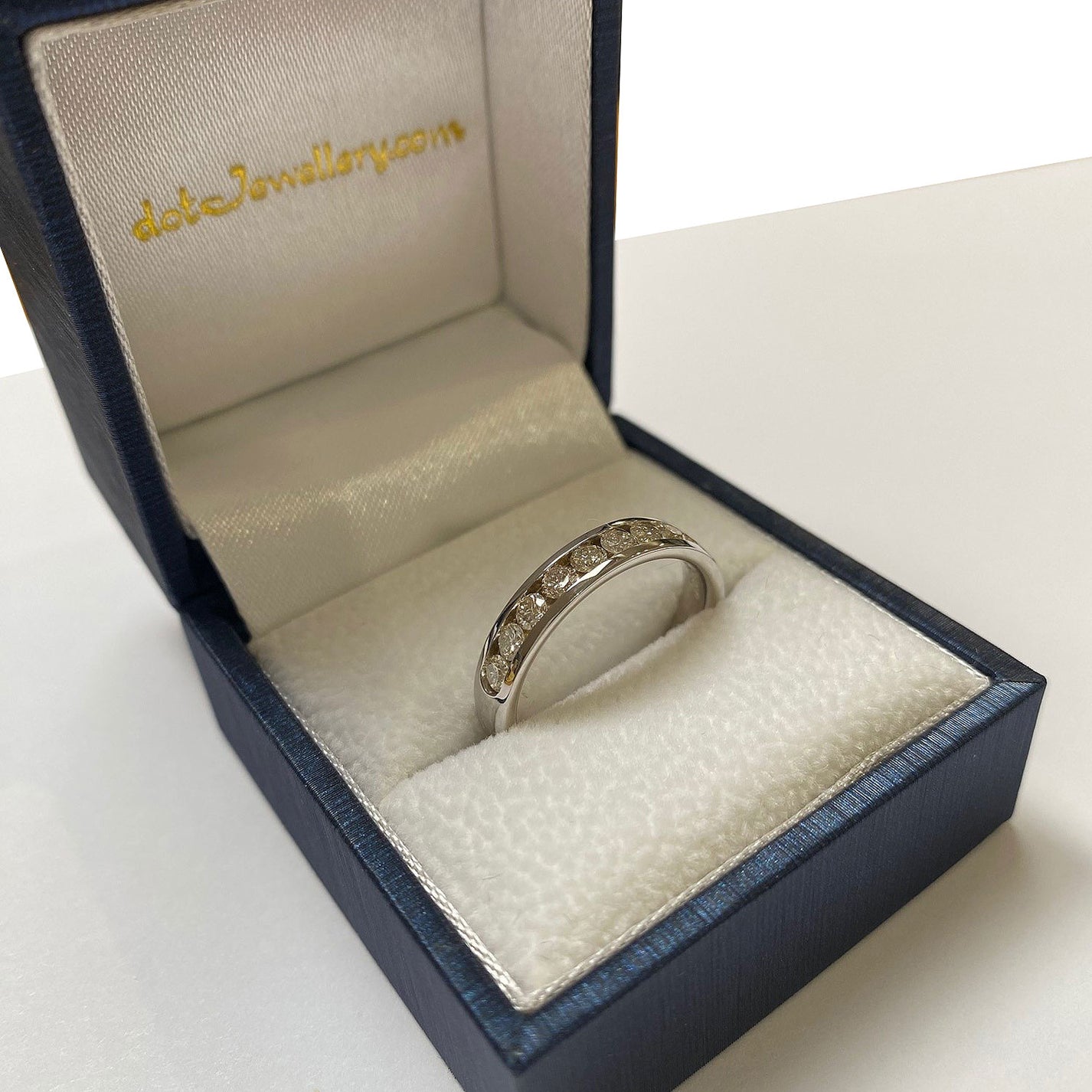 Half Channel Set 0.91ct Round Brilliant Cut Diamond 9ct White Gold 4mm ...