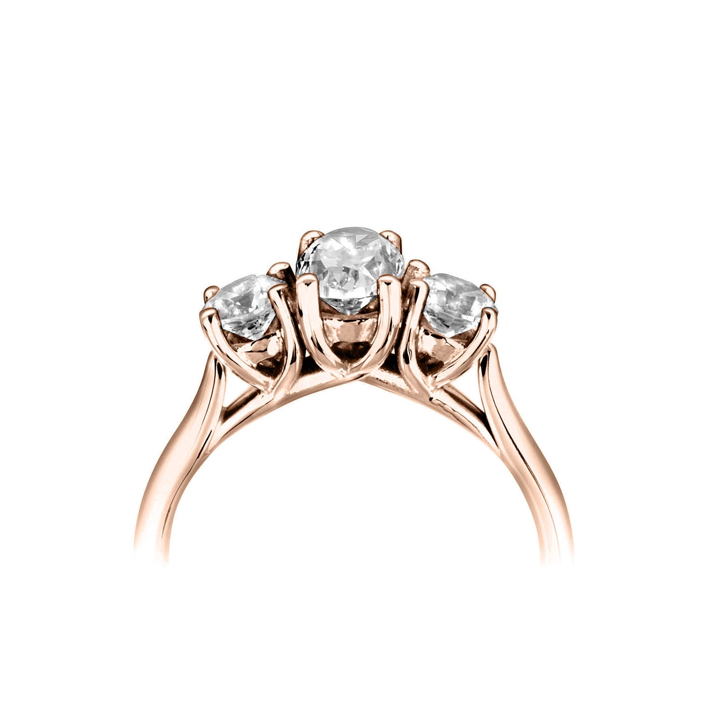 18ct Rose Gold Trilogy Oval Centre Diamond Ring – dotJewellery.com