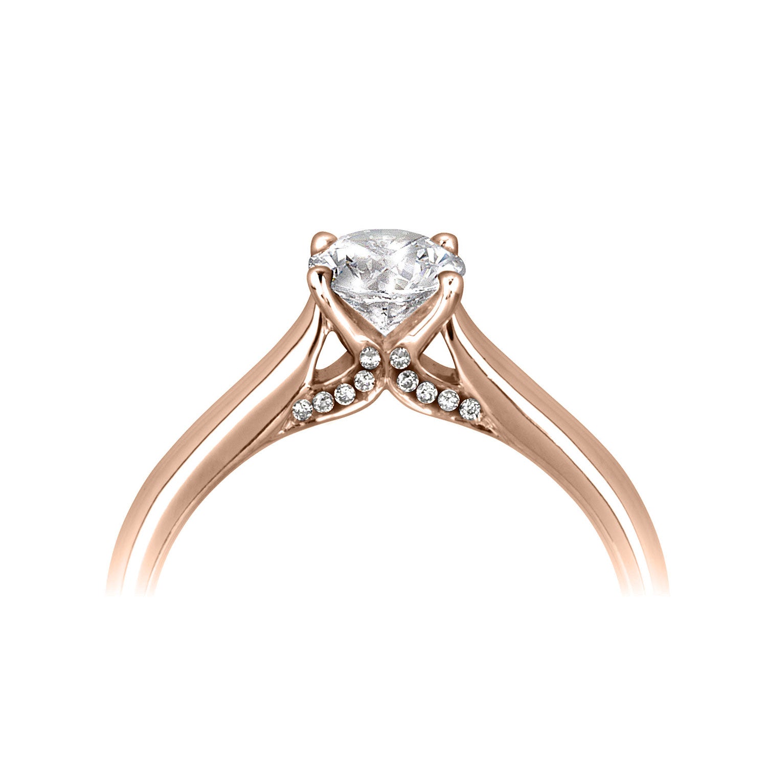 18ct Rose Gold Four Claw Diamond Set Solitaire Diamond Ring With Diamo ...