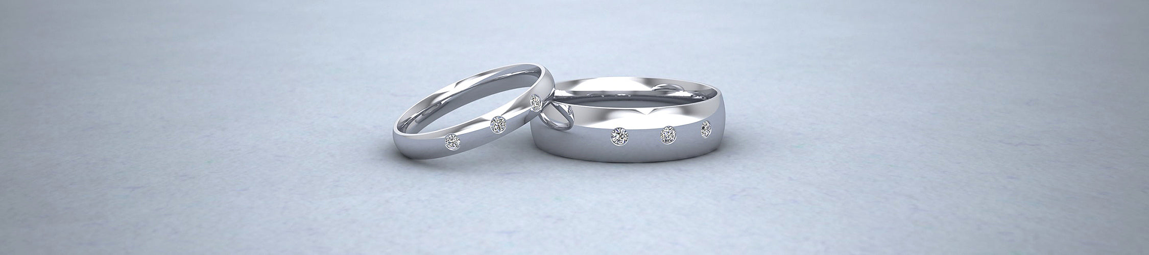 Silver Stone Set Wedding Rings – dotJewellery.com