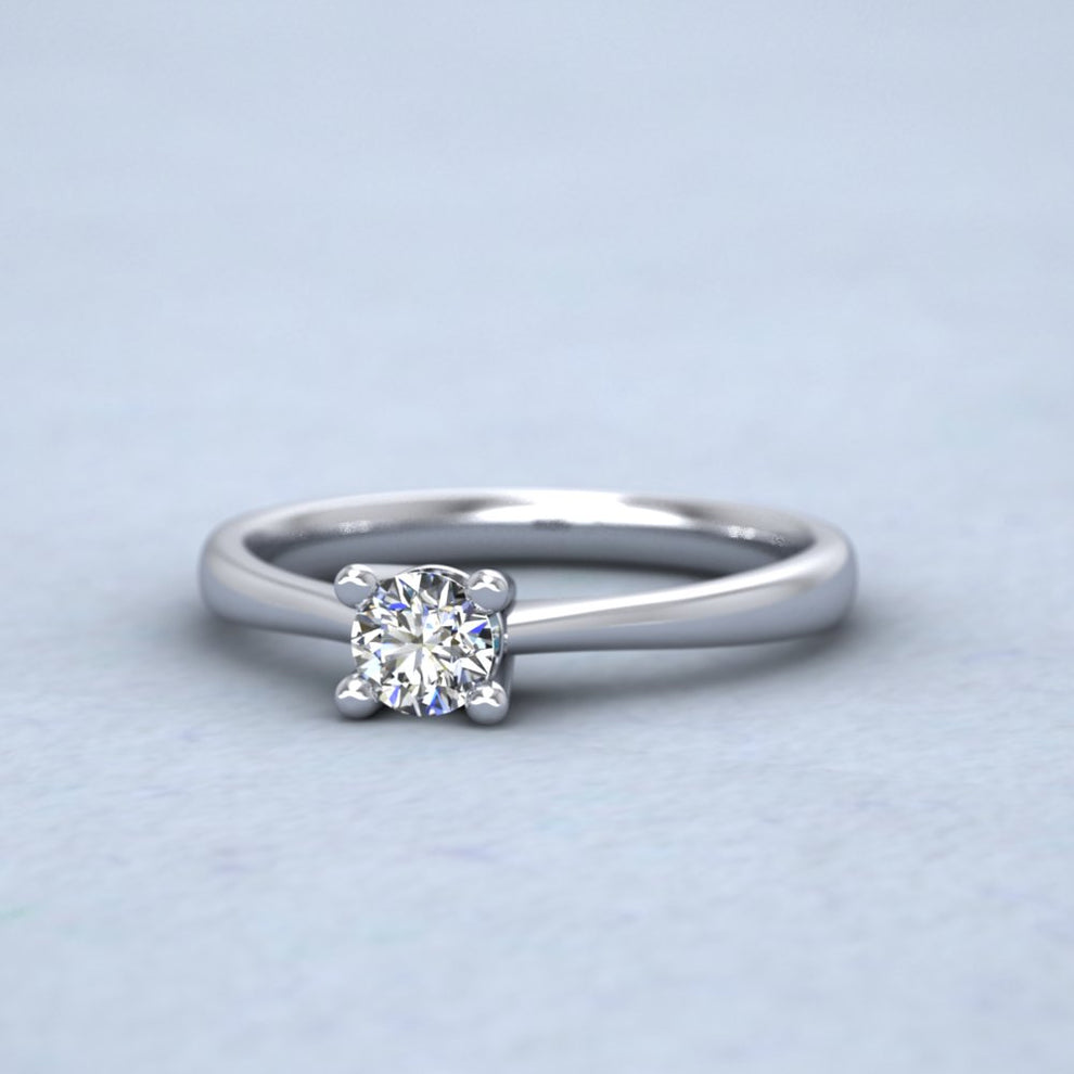 18ct white Gold Diamond Set Classic Four Claw Ring – dotJewellery.com