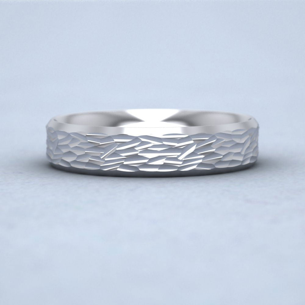 Bevelled Edge And Hammered Centre 500 Palladium 4mm Wedding Ring ...