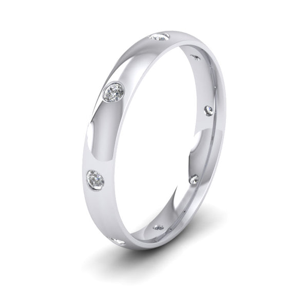 Eight Diamond Set 500 Palladium 3mm Wedding Ring – dotJewellery.com