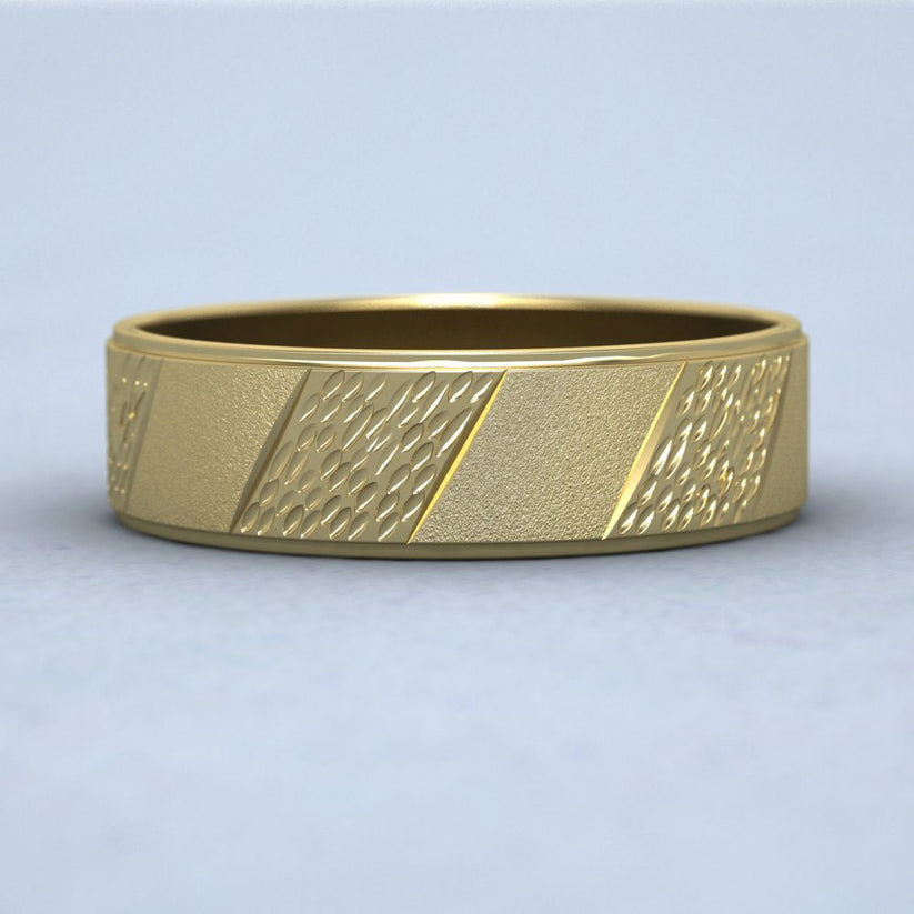 Diagonal Matt And Patterned 22ct Yellow Gold 6mm Wedding Ring ...